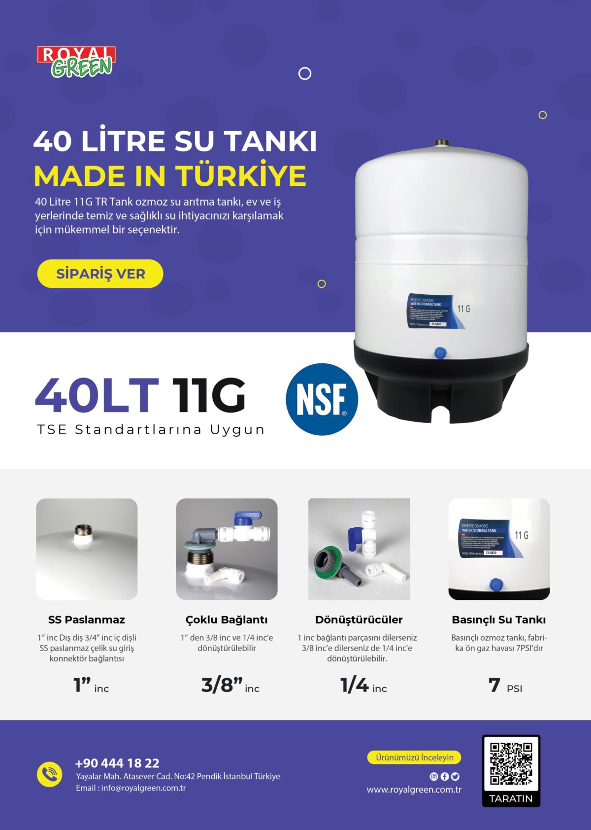 40 Litre 11G TR Tank - Royal Green Su Arıtma Cihazı